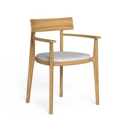 China Cadeira de mesa de madeira de jardim de madeira de teca de madeira de espuma resistente à água almofada de tecido para especifico em restaurante e lazer à venda