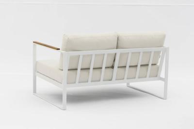 China Mobiliário de jardim exterior Sofá de alumínio branco com almofada de espuma exterior e tecido resistente à água à venda