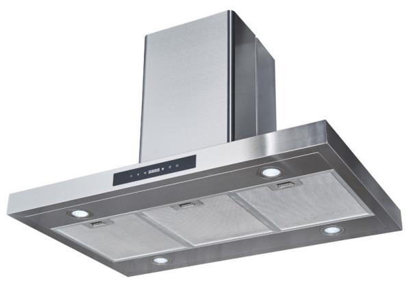 Quality 220V Stainless Steel Tempered Glass Large Suction Double Suction Range Hood for for sale