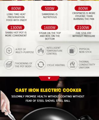 China 220V Non-stick Coating Electric Frying Pan for Multi-function and Scald-proof Cooking for sale