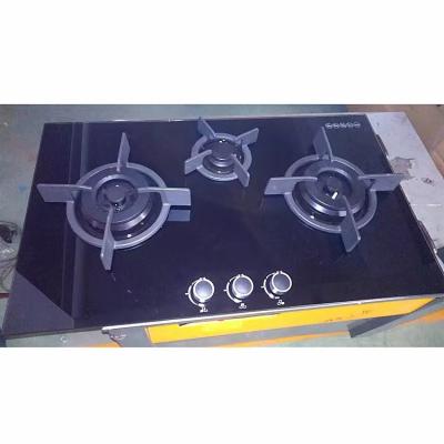 China Flameout Protection Glass Top Table Gas Stove with Electronic Ignition and 3 Burners for sale