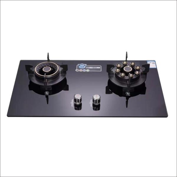Quality 2 Burner Gas Cooktop Stove LPG NG Built in Black Tempered Glass Power Source Gas for sale