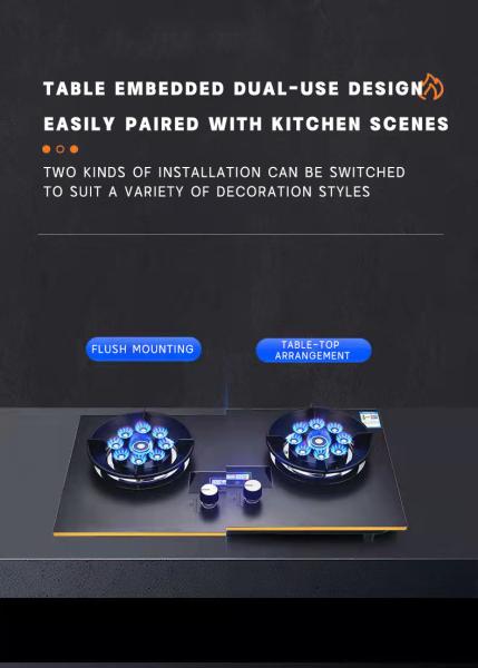 Quality 2 Burner Gas Cooktop Stove LPG NG Built in Black Tempered Glass Power Source Gas for sale