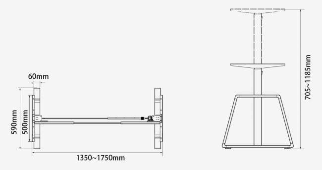 Jarshan Standing Desk Frame showing adjustable height mechanism and modern design