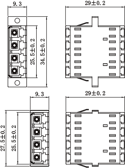 LC QUAD One-piece Adapter With Flange 3