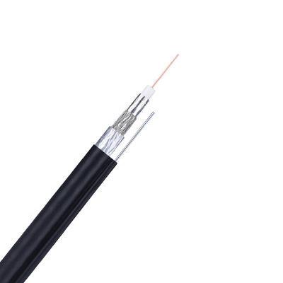 中国 高品質 rg11 トライシールド PVC ジャケット 75 オーム CATV 同軸ケーブル メッセンジャー ワイヤー付き 販売のため