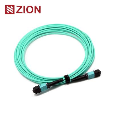 China 12 Fibers MPO Female To MPO Female OM3 3.0mm LSZH MPO Patch Cord Custom Meters for sale