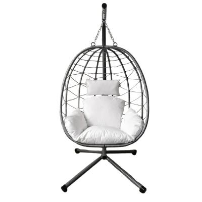 Cina Traditional Indoor Outdoor Teardrop Drop Wicker Chair Shape Egg Hanging Chair With Stand in vendita
