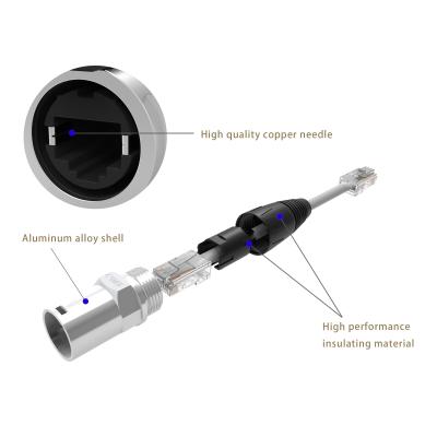 China IP67 Waterproof Rj45 Ethernet Chassis Connector Female And Male Indoor Use for sale