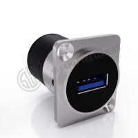 China Black Shell Panel Mount Connector 9 Pin 90 Angle End Data Cable USB Connector for sale