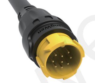 中国 M19 コンネクタ 9ピン 黄色 5A 溶接 超模造 アルミ合金 シェル ナイロン IP67 販売のため
