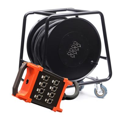 China Industrial Electric CAT6 SF/UTP Network Cord Retractable Cable Reel with 8 Channel Shielded SFTP and 4x16A Signal Sockets for sale