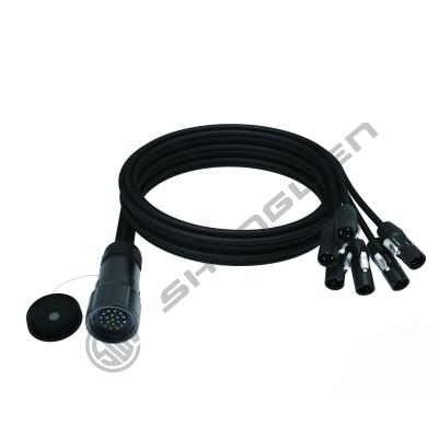 China 6 Head Socapex Style Breakout Cable Assembly SOCAPEX Industrial Application IP67 Waterproof 19-Pin Powercon True1 Male Connectors for sale