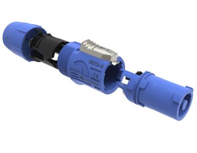 China Uso interno IP44 Triple Core Powercon Conector macho 3 pin Port de entrada de áudio e vídeo Bloqueável Plug Speakon 20A 250V AC Azul à venda