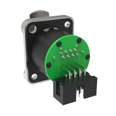 China Panel Mount Waterproof Rj45 Network Connector Right Angle Shield Female RJ45 Connector for sale