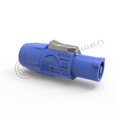 China Puerto de entrada de 3 núcleos Ip44 Powercon interior Conector de alimentación de enchufe masculino en venta