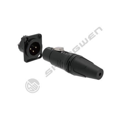 Cina Montaggio del pannello interno Chassis Microfono Mini XLR Audio Connector 3-Pin Socket maschile realizzato in lega di zinco IP44 Formato D-Type in vendita
