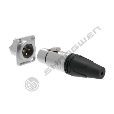Cina Montaggio del pannello interno Chassis Microfono Mini XLR Audio Connector 3-Pin Socket maschile realizzato in lega di zinco IP44 Formato D-Type in vendita