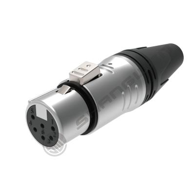 Cina Connettori Audio Video XLR a 6 pin, protetti per interni, connettore femmina/maschio a 6 poli, nero/argento, con corrente nominale di 7,5A in vendita