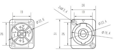 中国 直角音箱 2ホールパネル 固定 溶接端末 HPC 4ピン スピーカー ヘンブラ オーディオ ジャック コネクタ オーディオ コネクタ 販売のため