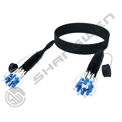 China Black 4/6/8 Cores Outdoor Armored PDLC LC SC FC Singlemode 4Fibers 6Cores 8 Fibers Option Meters Patch Cord Bundle Reel Drum for sale