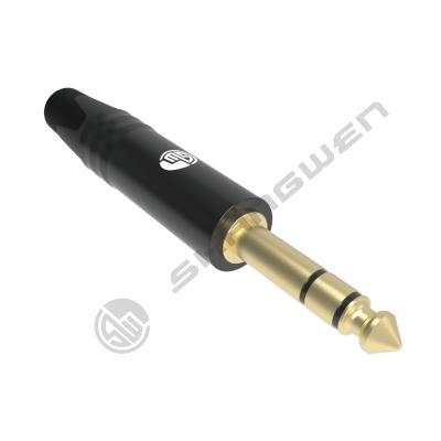 China Metal 6.35 mm Jack Plug Through Hole Audio Jack Connector 2 Contact Jack Connector 6.35 mm Cable Mount Stereo Plug 2 Pole for sale