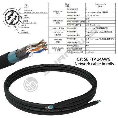 Китай Кабель патч-корд Ethernet Cat5e FTP для сети Интернет RJ45 24AWG 4P 4 пары CE UL Многожильный медный витой мягкий CCA BC проводник продается