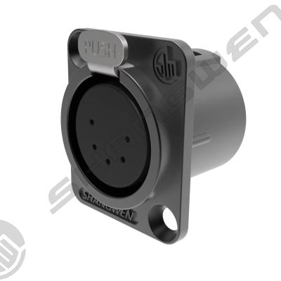 China IP40 Indoor Audio Cable Plug 5-Pin XLR Female Socket Connector with 3.5mm Gold Conductor XLR-5P Female 5 Pin Panel-mount Socket for sale