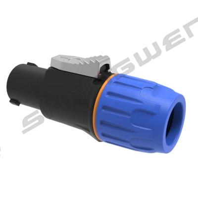 China IP65 4-Pin Female Speaker Connector Glass Reinforced Alloy Nylon Housing with 3P Male for 6-15mm Cable Copper Rated Current 30A for sale