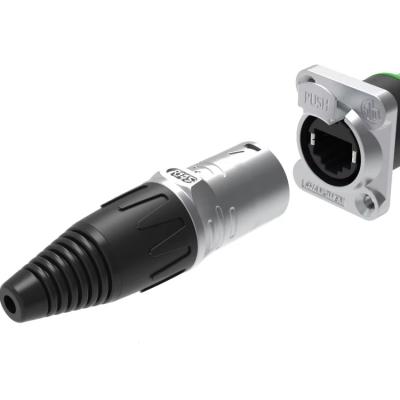 China Indoor/Outdoor Use 5-7mm Cable Diameter Ethernet Connectors 8 Pin Rj45 Waterproof Female Chassis Connector IP44 Panel Connectors for sale