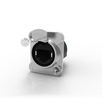 China Audio Ethercon Connector Cat5e Cat RJ45 Receptacles Black Female Socket Chassis Network Plug Cat5e Rj45 Connector for sale