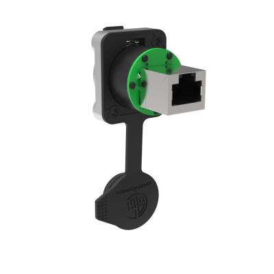 China Industrial Ethernet Panel Mount Straight Socket Outdoor signal 8 Pin Rj45 Waterproof Female Ethernet Chassis Connector IP65 for sale