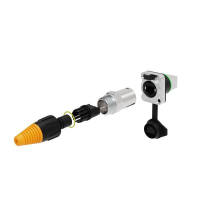 China Ethernet Chassis Connector Plug Ip65 Waterproof Rj45  Panel Mount Connectors Row Type for sale