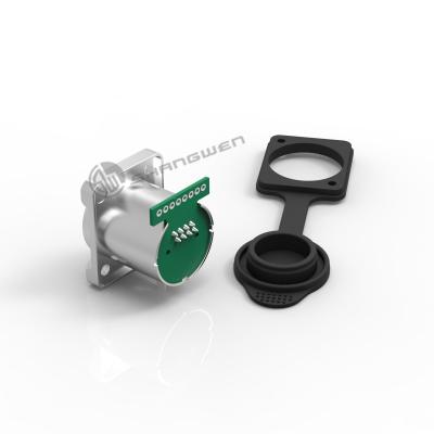 China Single Row Panel Mount Outdoor Ethernet RJ45 Connector 1kv DC IP68 Waterproof Waterproof Socket for Outdoor Installations for sale