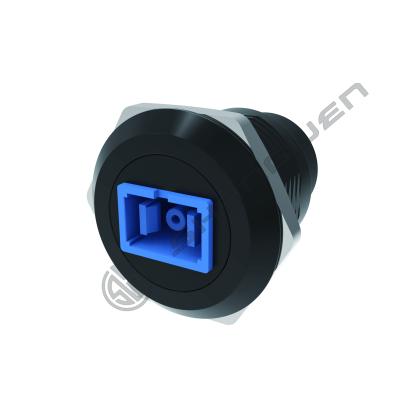 China Single Mode Network SC Fiber Optic Panel Mount Coupler Black Female Female Zinc Alloy Embedded Threaded Fixed Mount Adapter for sale