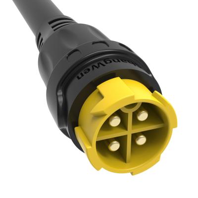 China M19 Series Push-pull Self-locking Connection Yellow Industrial 4 Pin Female Male Plug Power  Connector for sale