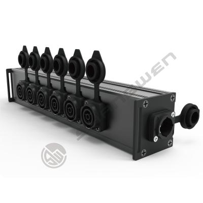 China PowerCon TRUE 4  6 Channel TRUE1 Connectors Electrical Breakout Box Powercon Power Coupler Distribution Output  LED Light IP65 for sale