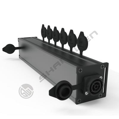 China PowerCon TRUE 4  6 Channel TRUE1 Connectors Electrical Breakout Box Powercon Power Coupler Distribution Output  LED Light IP65 for sale