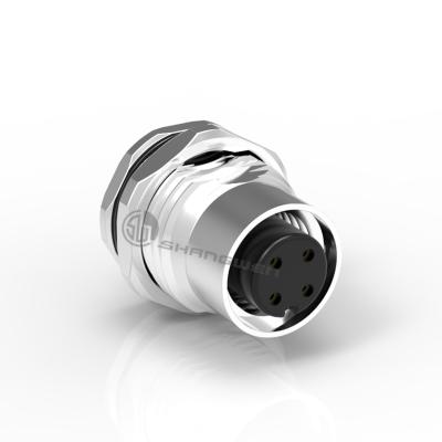 China M5 Male Back Mount Socket 3/4pin Black 20A Solder IP67 Adaptor BNC Connector for Automotive 8P Three Phase for sale