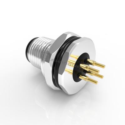 China M5 Male Back Mount Socket 3/4pin Black 20A Solder IP67 Adaptor BNC Connector for Automotive 8P Three Phase for sale