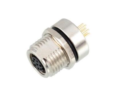 China Industrial Grade M8 Female Back Mount Socket(PCB,Screw M12*1) IP67 for sale