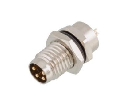 China Industrial Grade M8 Male Back Mount Socket(Solder,Screw M8*1, Metal Interface) IP67 for sale