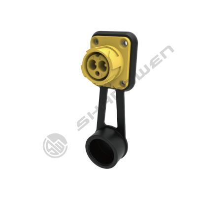 China Power Supply Waterproof  Push-pull Self-locking Yellow Industrial Male Socket Power Connector M19 Push Lock 3 Pin Connector for sale