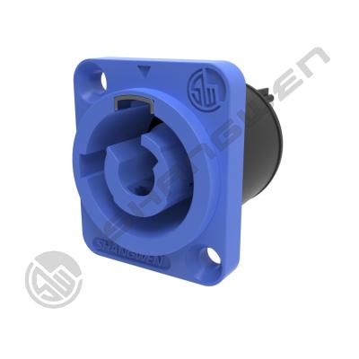 China Poweron LED Screen Display Audio Connector Socket 20A Blue 3 Female Panel Mount IP44 for sale