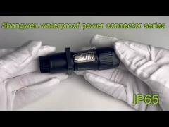 Ip65 3 pin Conector de alimentación femenino impermeable con salida negra Powercon exterior