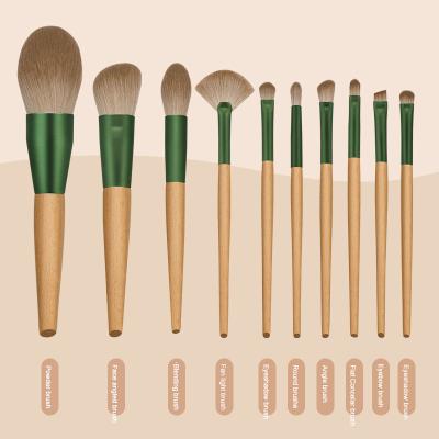 China wholesale private label 14 Pcs makeup brush set wooden handle synthetic and pony hair cosmetic brush makeup tool for sale