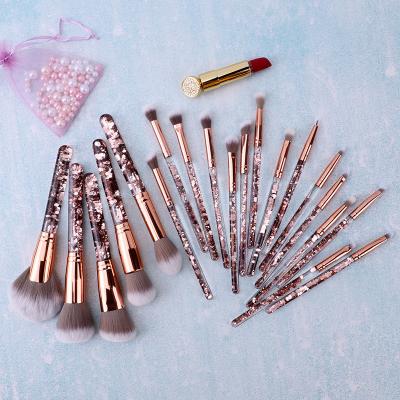 China Glitter Handle 20pcs crystal diamond foundation brush set with PU bag makeup brushes for sale