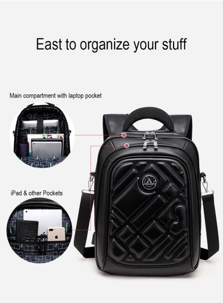 Quality Pu Leather Waterproof Custom Travel Backpack Purse Laptop USB For Man 42x32x14cm for sale