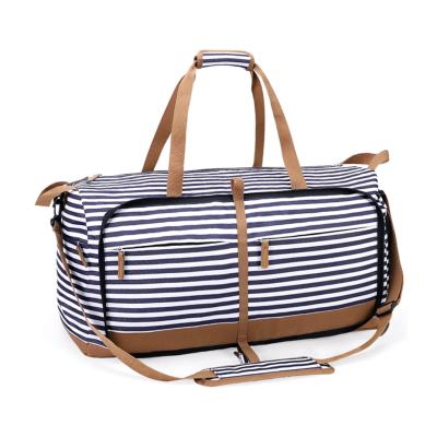 China Xxl 100l 60L reis vouwbare duffel tas waterdicht blauwe streep 24.8X11.8X11" Te koop