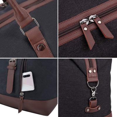 Cina Grandi Capacità Borsa da viaggio cuoio nero tela spalla crossbody fine settimana in vendita